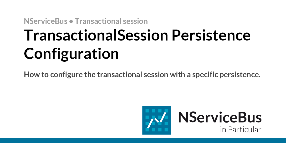 TransactionalSession Persistence Configuration • NServiceBus.TransactionalSession • Particular Docs